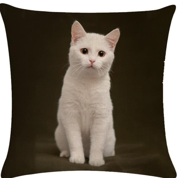 Accents | Pillow Cover New Cute White Kitty Cat | Poshmark